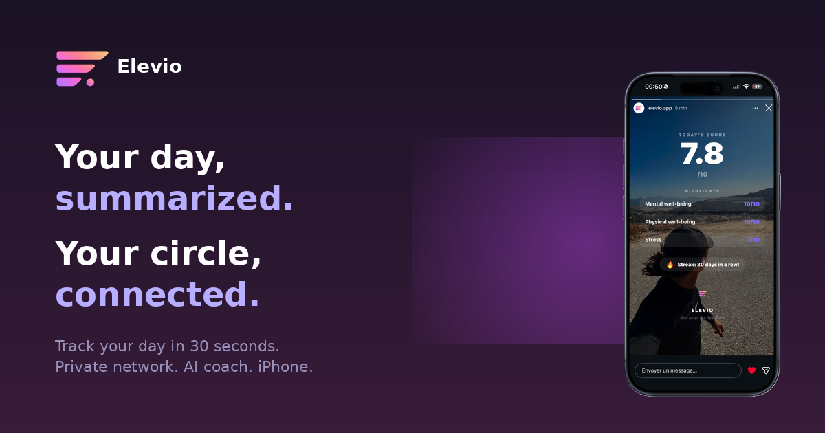 Elevio — Your day, summarized. Your circle, connected.